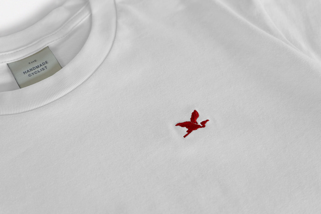 Fausto Heron Logo T-shirt White | Handmade Cyclist – The Handmade Cyclist