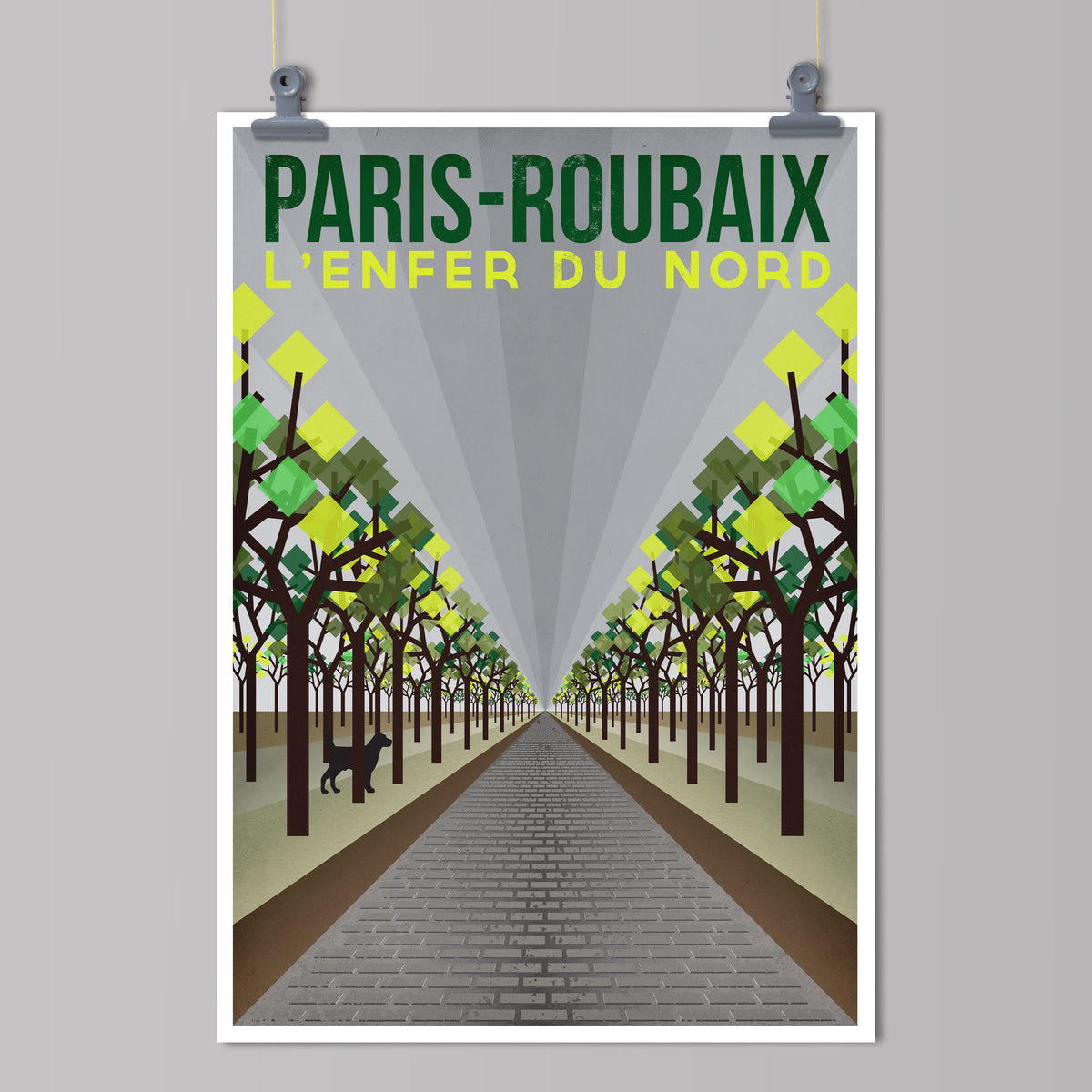 The Monuments: Paris Roubaix | Cycling Art Print | Handmade Cyclist ...