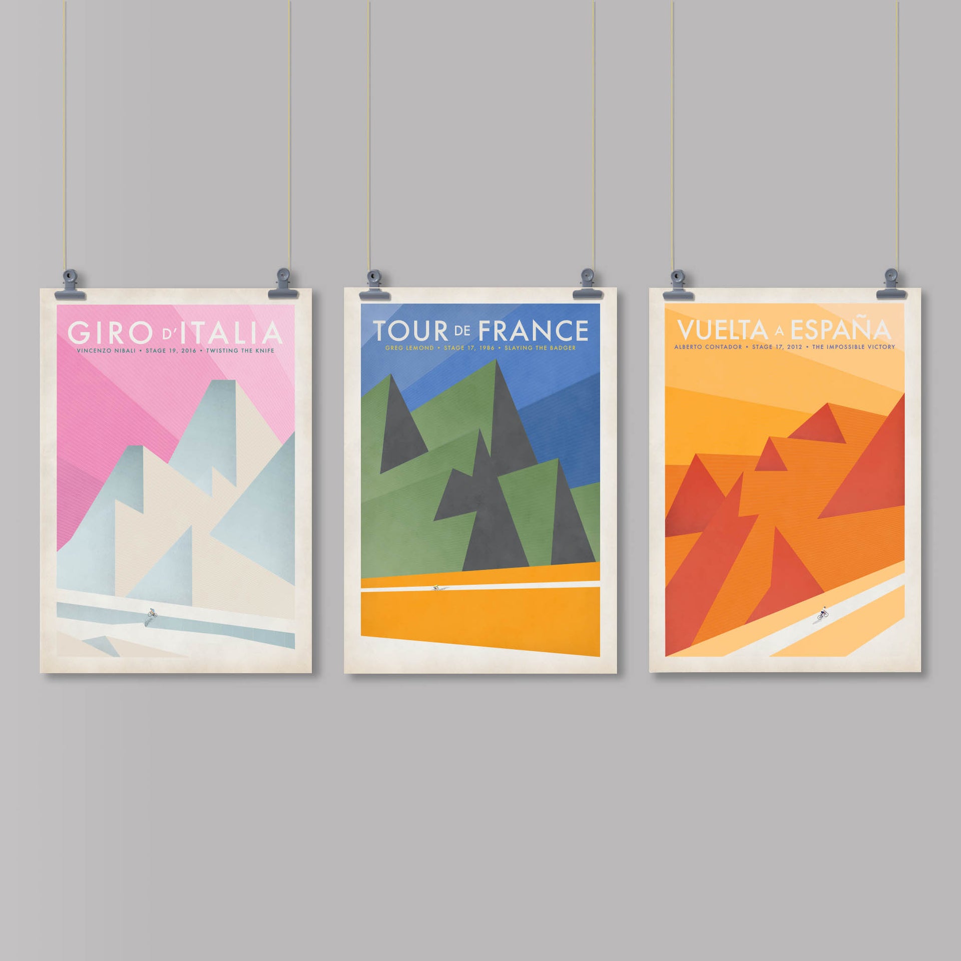 The Grand Tour Collection | Cycling Art Print | Handmade Cyclist – The ...